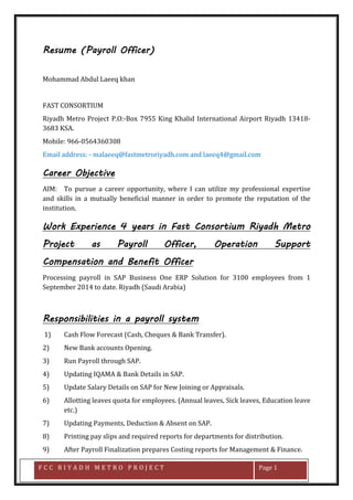 payroll officer resume saudi arabia,Payroll officer, Accountant ...