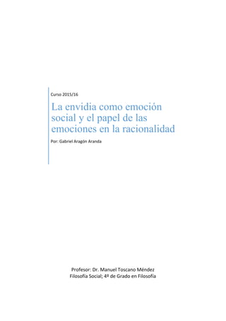 La envidia como emoción social | PDF