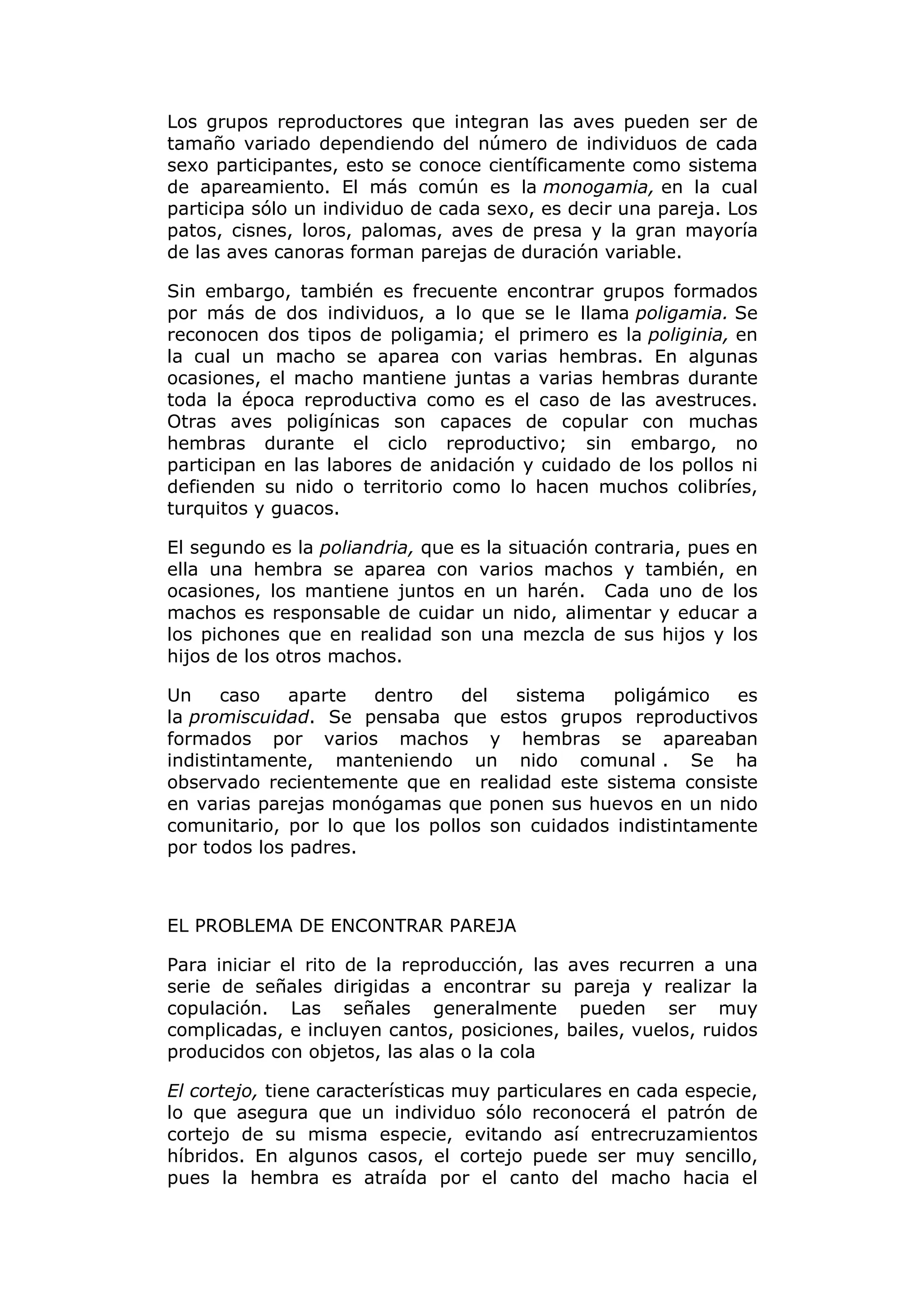 La epoca de apareamiento y cria | PDF
