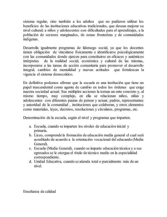 La escuela como unidad educativa | DOCX