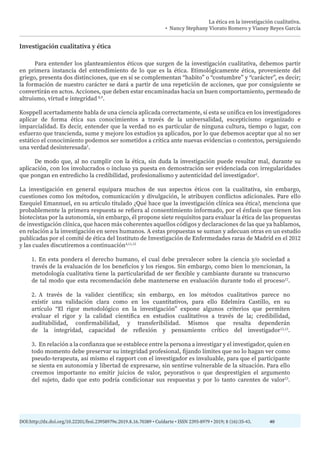 La ética en la investigación cualitativa. cuidarte | PDF