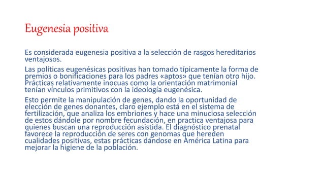 La Eugenesia.pptx,investigación sobre este fenomeno | PPT