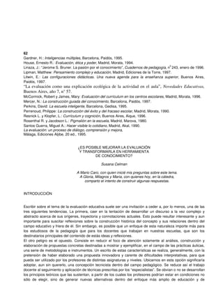 La evaluación Litwin Celman Camillioni | PDF