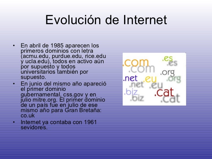 Las evoluciones de las tecnologias : Las evolución del Internet