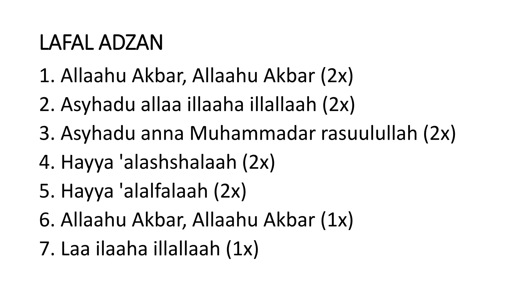 MATERI LAFAL ADZAN DI SEKOLAH DASAR . | PPTX