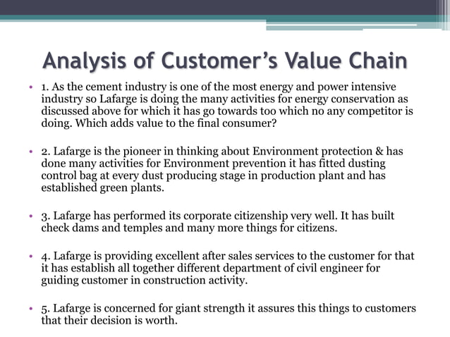 Lafarge Cement Value Chain | PPTX | Civil Engineering Industry | Industries