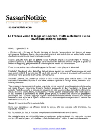 La Francia contro gli sprechi alimentari | PDF