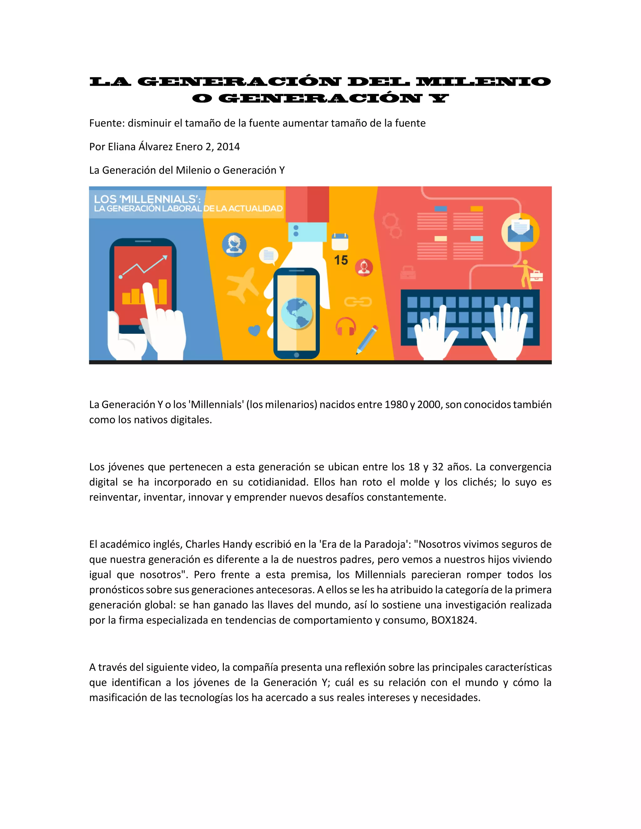 La generación del milenio o generación y | PDF