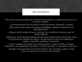 La generosidad | PPTX