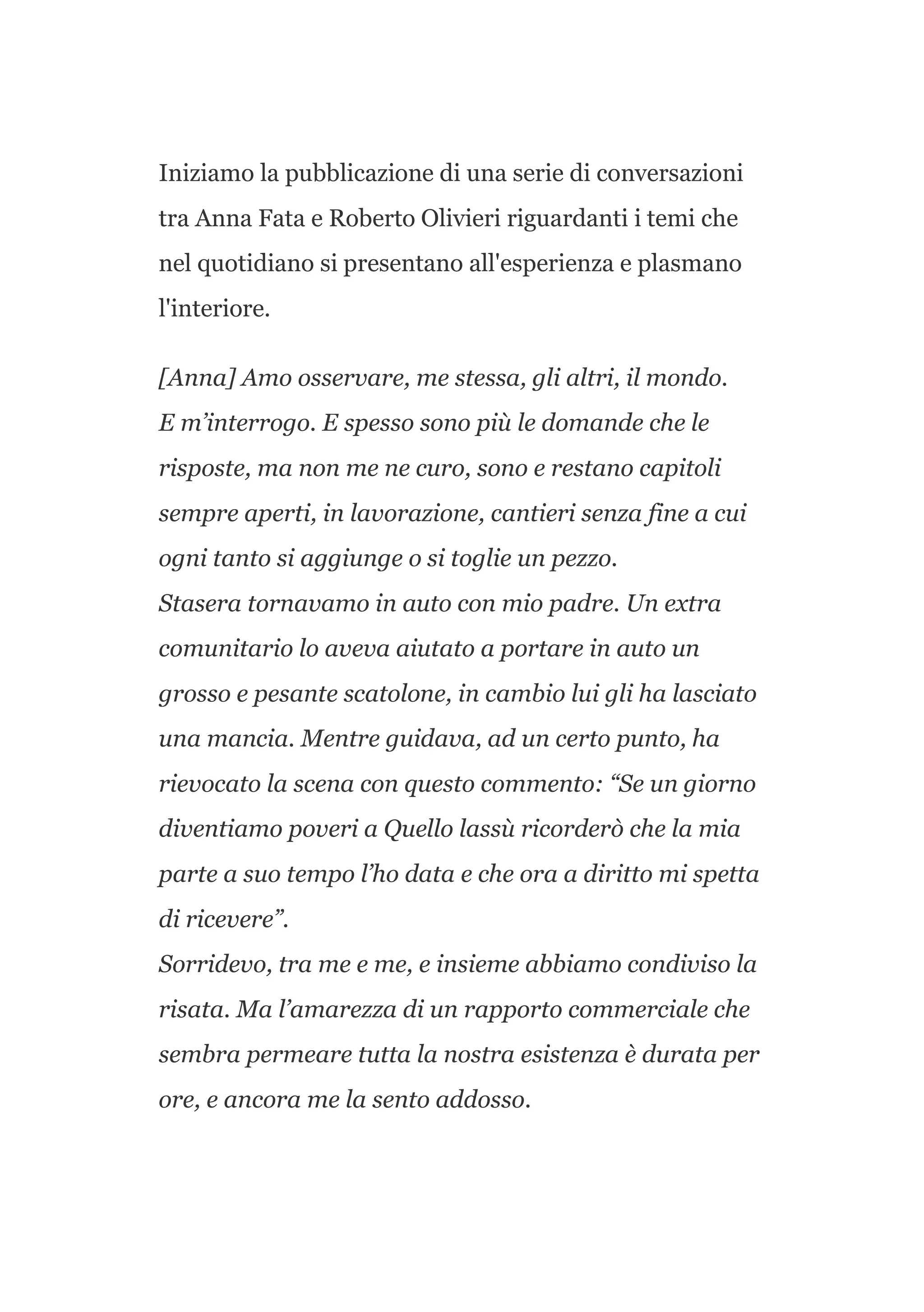 La generosità. Conversazioni sul quotidiano tra Anna Fata e Roberto ...