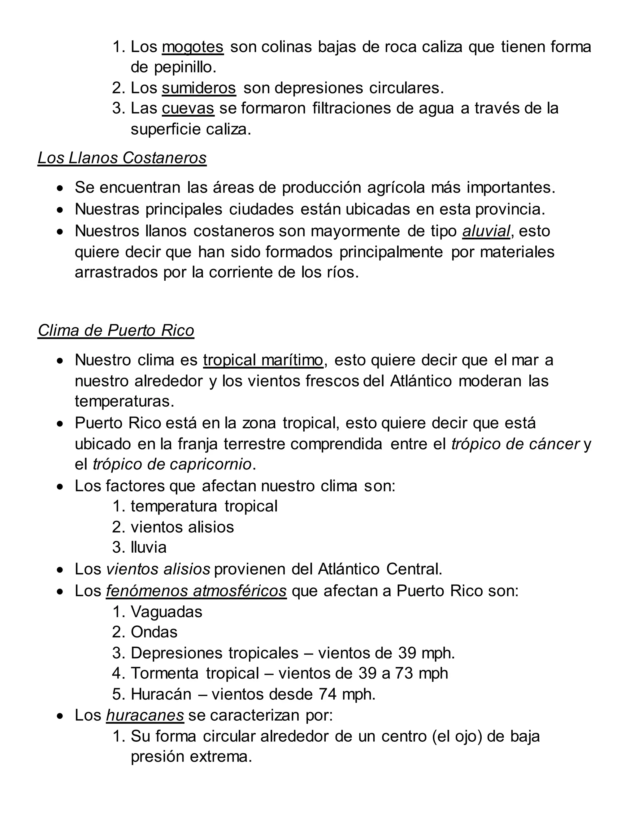 La geografía de puerto rico | DOCX