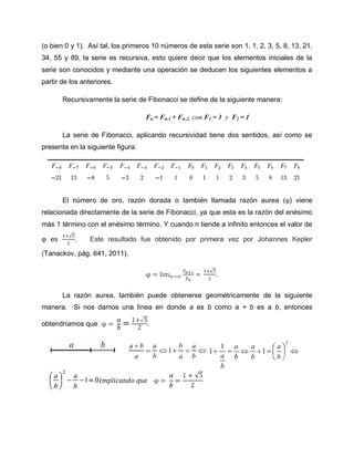 La geometría de la serie de fibonacci y el número de oro | PDF