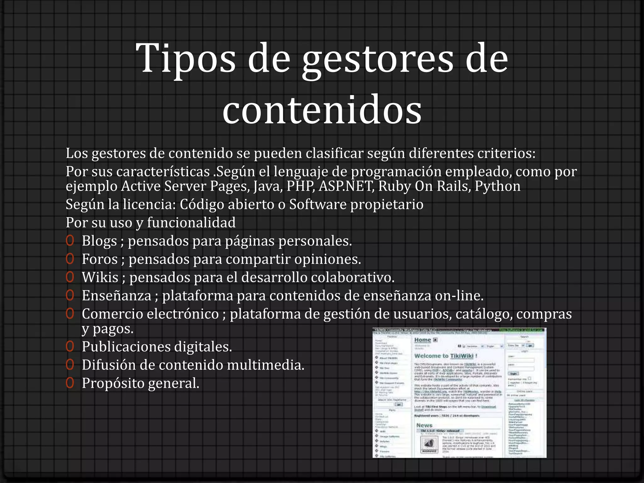 La gestion de contenidos | PPTX