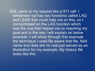 LAG SQL OLAP function. | PPT