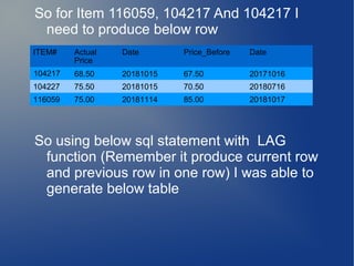 LAG SQL OLAP function. | PPT