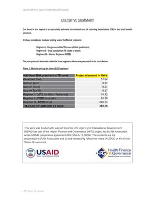 Supplementary Actuarial Analysis of Tuberculosis, LAGOS STATE, NIGERIA ...