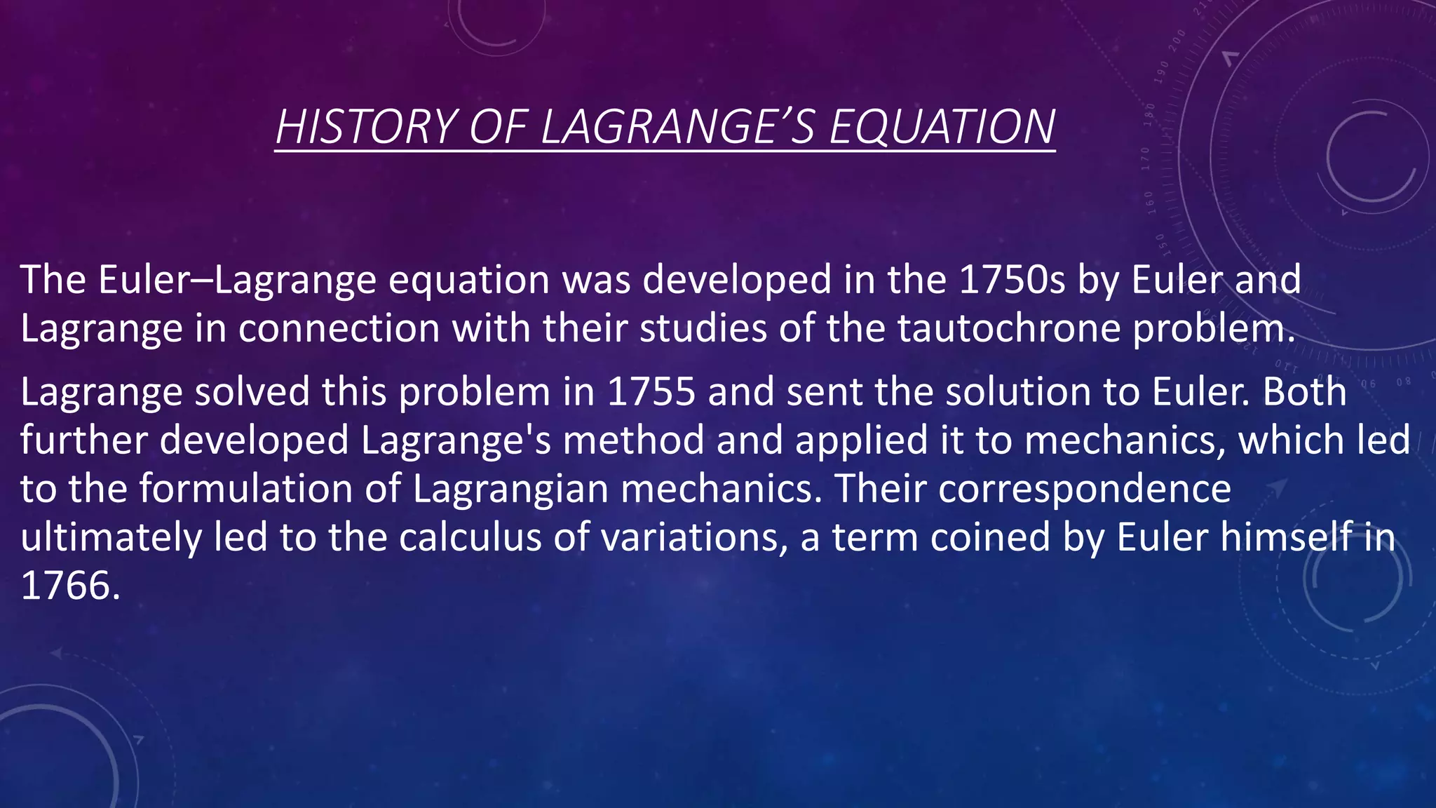 Lagrange's equation with one application | PPTX