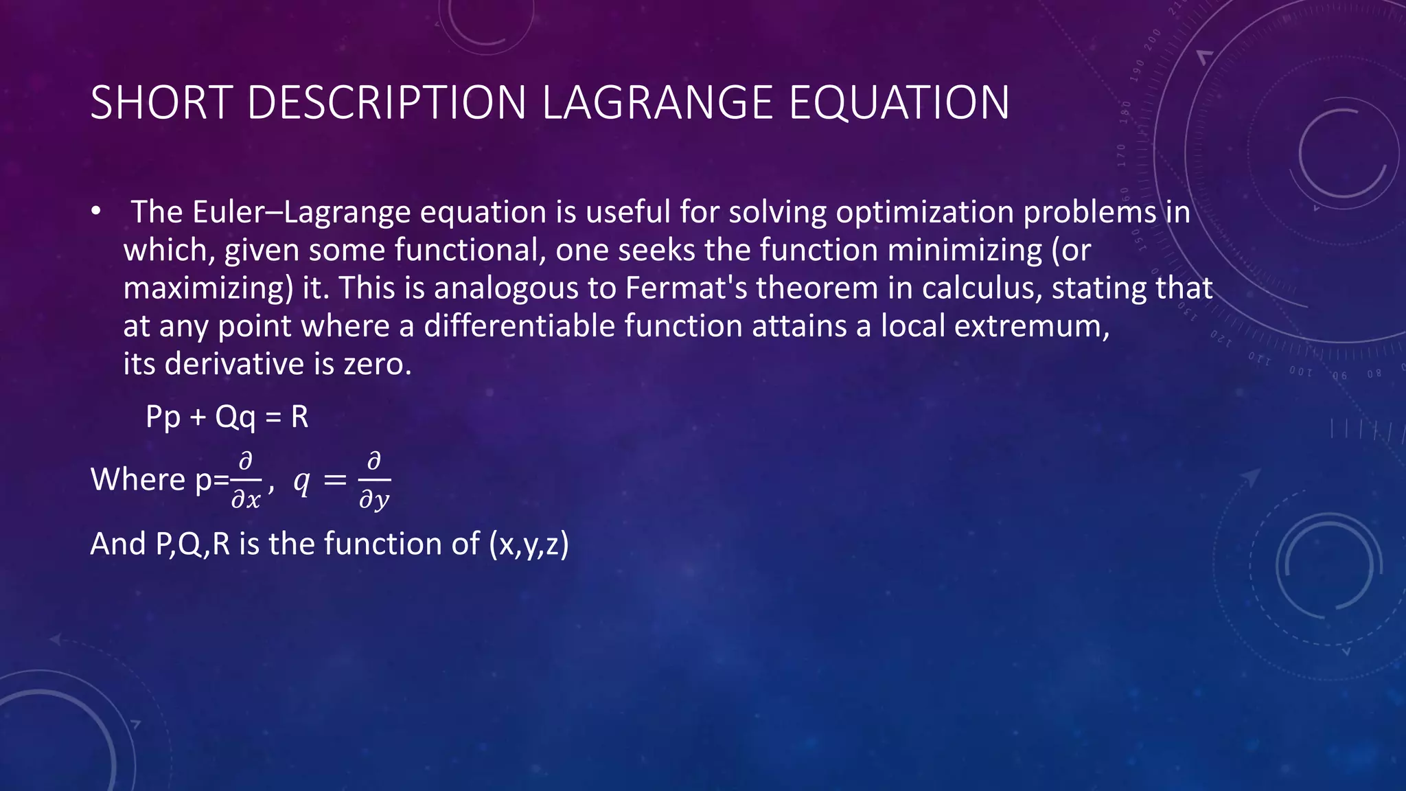 Lagrange's equation with one application | PPTX