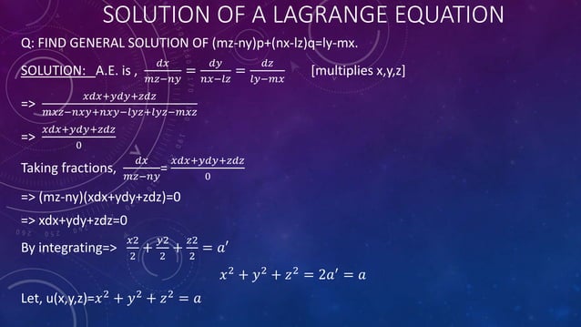 Lagrange's equation with one application | PPTX