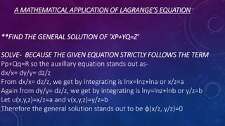 Lagrange's equation with one application | PPTX