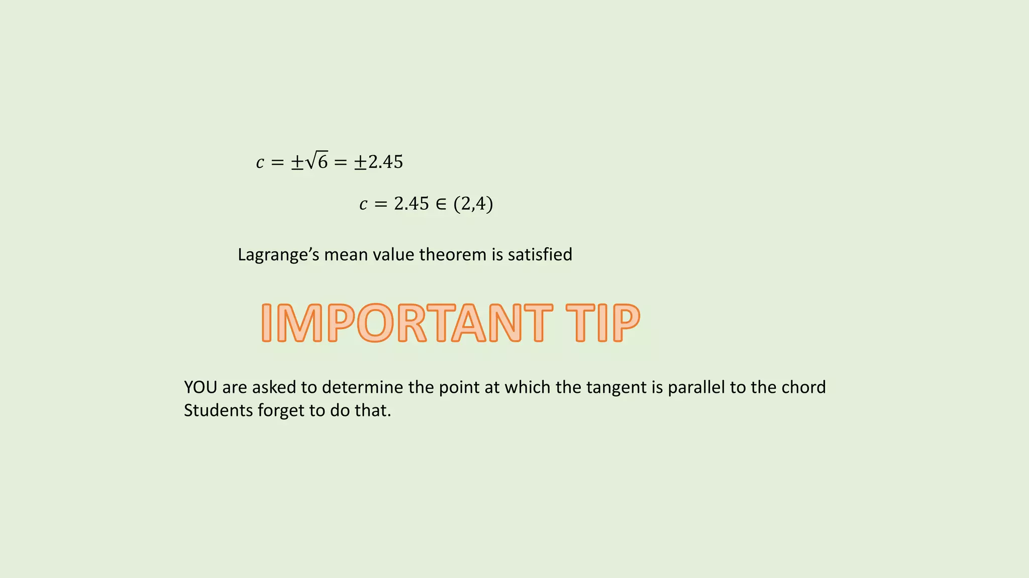 QUICK METHOD OF LEARNING LAGRANGE'S MEAN VALUE THEOREM | PPTX
