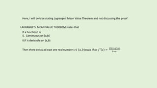 QUICK METHOD OF LEARNING LAGRANGE'S MEAN VALUE THEOREM | PPTX