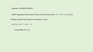 QUICK METHOD OF LEARNING LAGRANGE'S MEAN VALUE THEOREM | PPTX