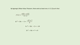 QUICK METHOD OF LEARNING LAGRANGE'S MEAN VALUE THEOREM | PPTX