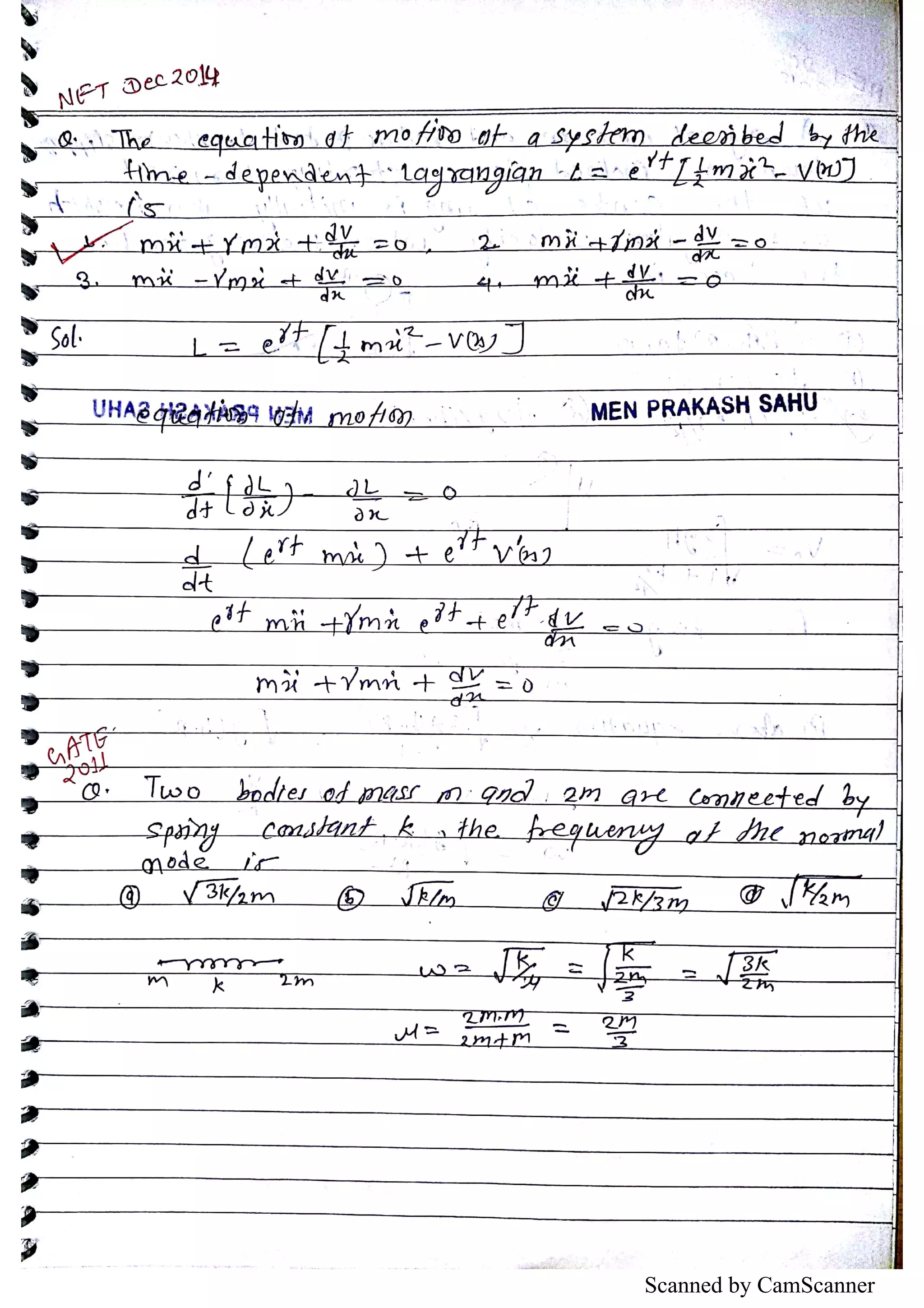 Lagrangian dynamics (CLASSICAL MECHANICS ) | PDF