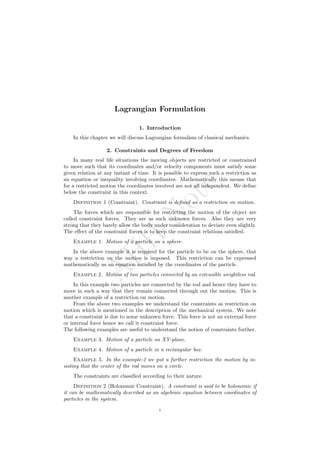 Lagrangian formulation 1 | PDF