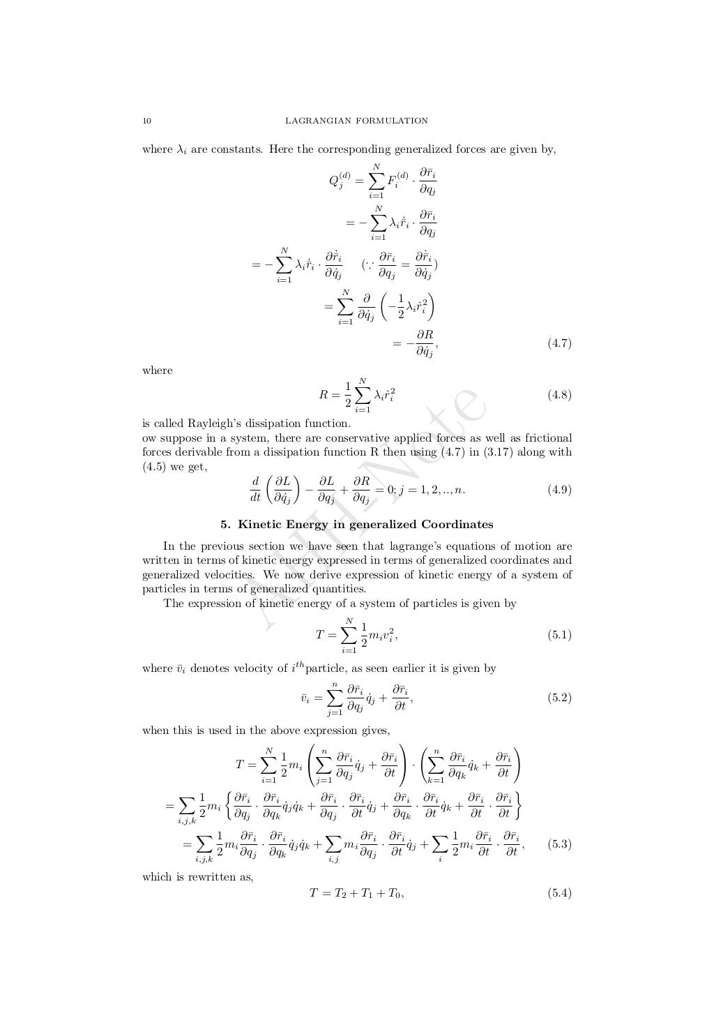 Lagrangian Formulation 1 Lagrangian Formulation 1