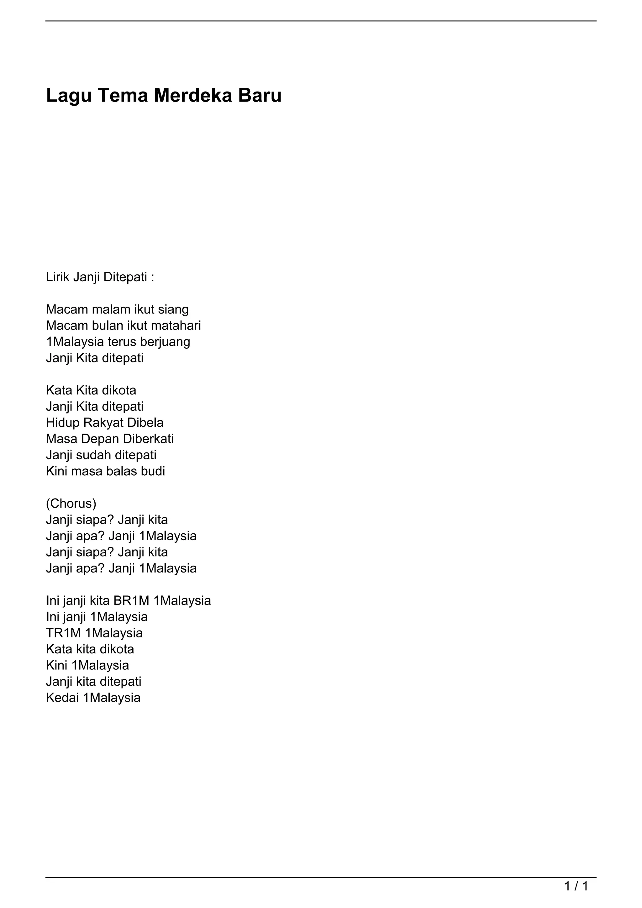 Lagu Tema Merdeka Baru | PDF