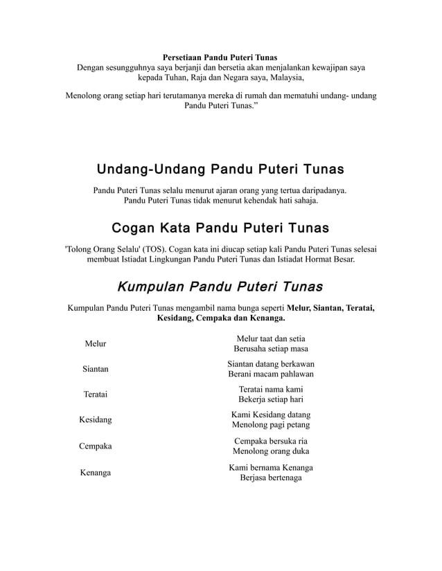 Lagu dunia pandu puteri | DOC