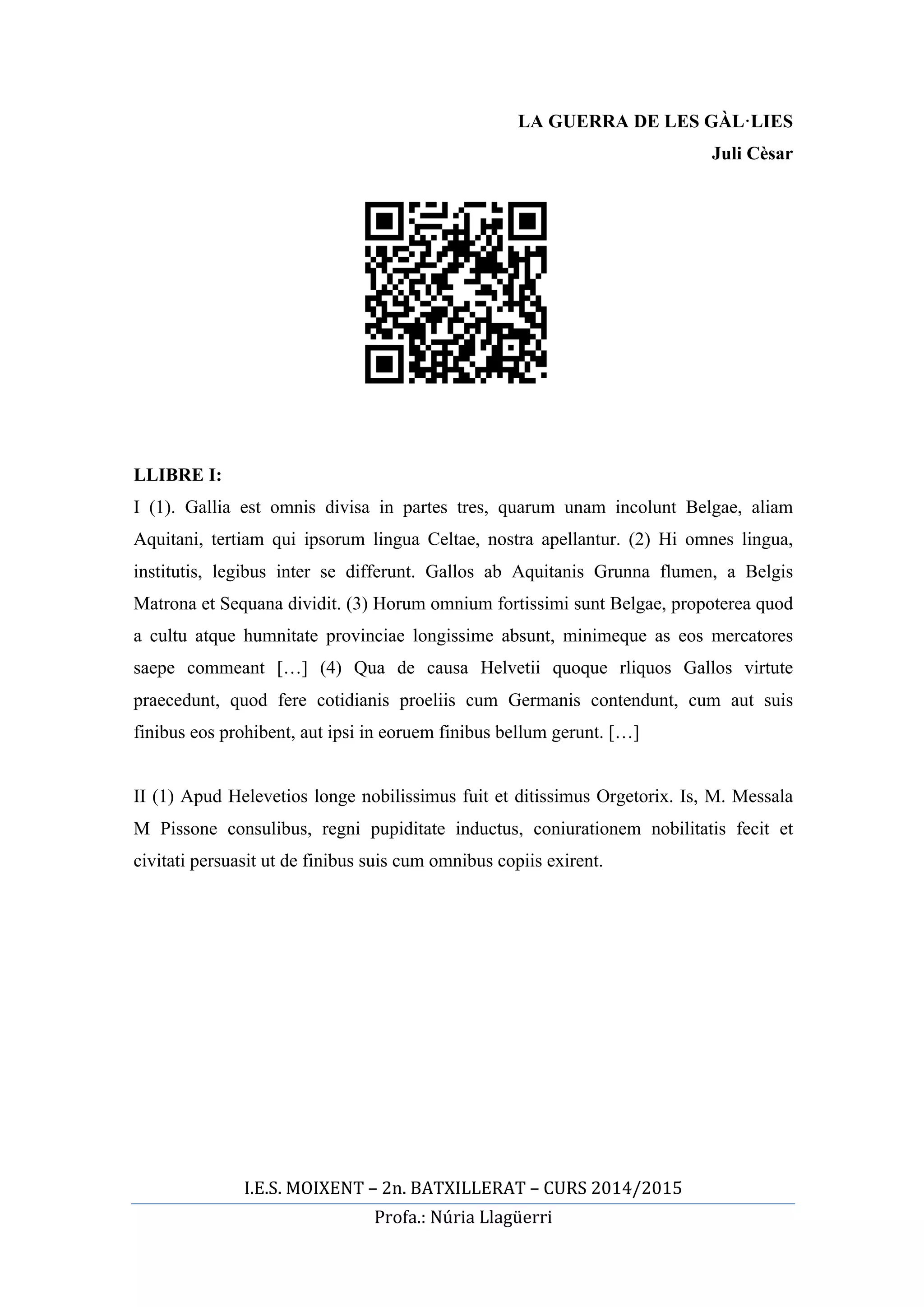 La guerra de les Gàl·lies 1 | PDF