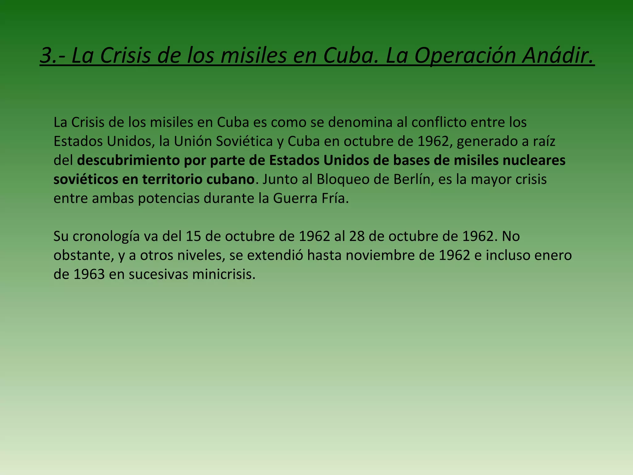 La Guerra Fría. Crisis de los misiles en Cuba | PPT