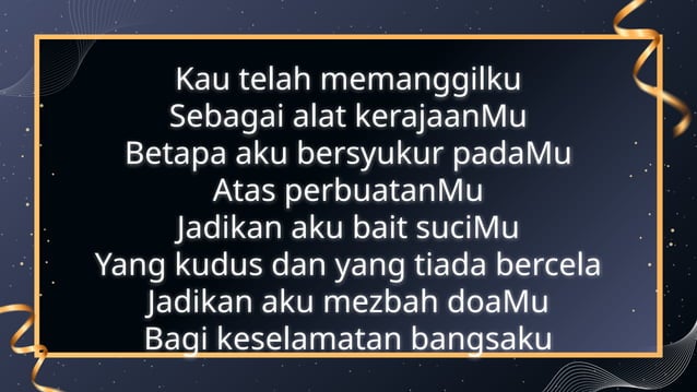 Contoh-contoh lagu ibadah Minggu, Namun biasanya setiap gereja memiliki ...