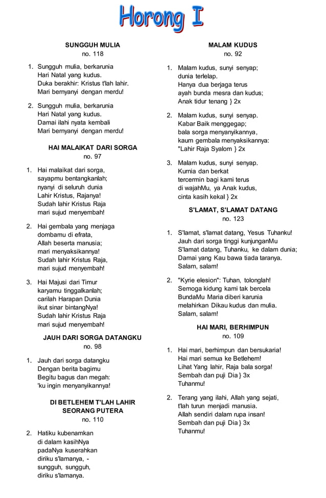 Lagu natal kidung jemaat | DOCX