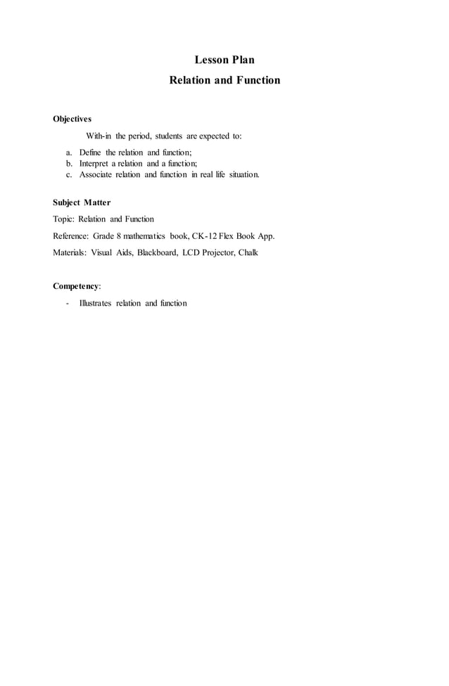 Lesson Plan Sample for Grade 8 | DOCX | Homework and Study | Education