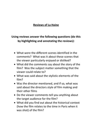 La haine booklet | DOC