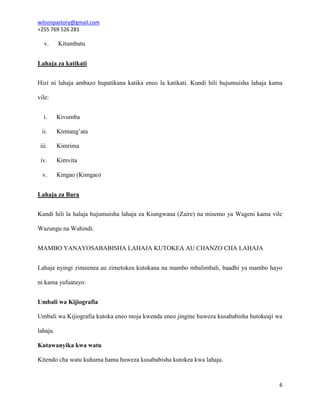 Lahaja za kiswahili kwa ujumla | PDF