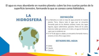LA HIDROSFERA.pptx defnición y capas de la tierra | PPTX