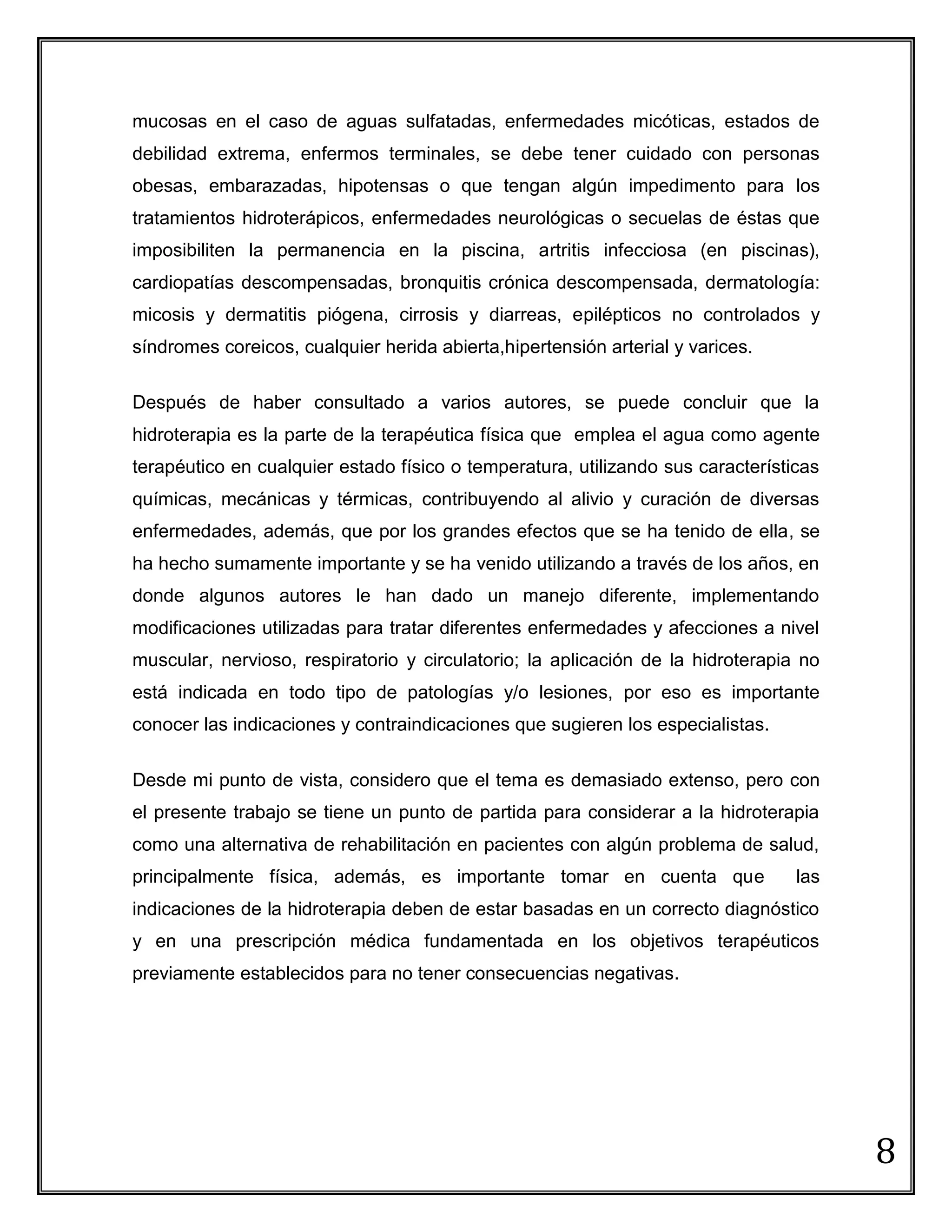 La hidroterapia una alternativa de rehabilitacion | DOCX