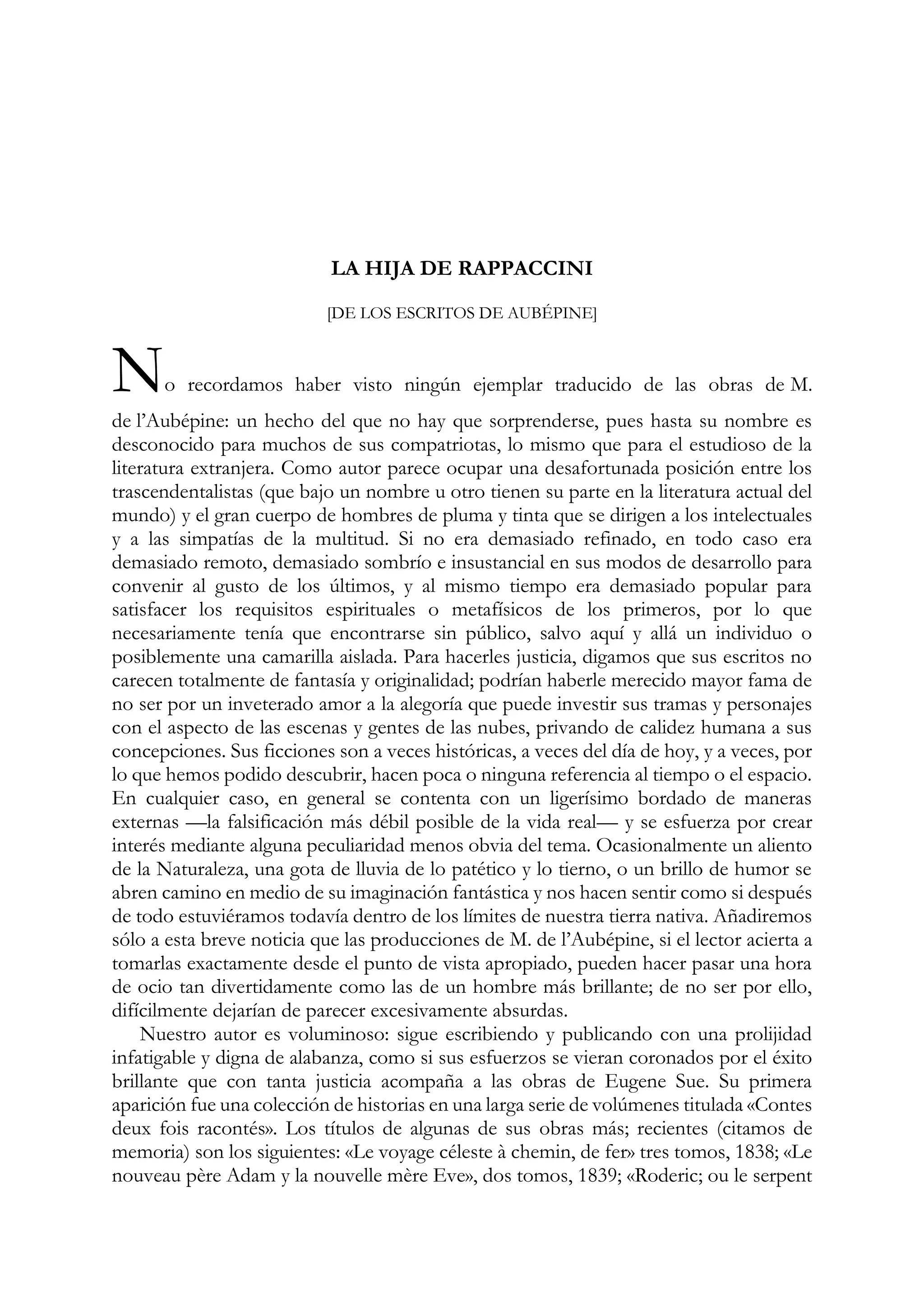 LA HIJA DE RAPPACCINI de Nathaniel Hawthorne, 1844.docx
