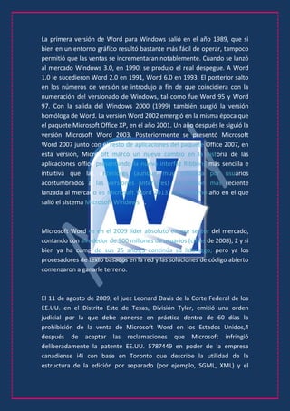 La historia de microsoft word | DOCX