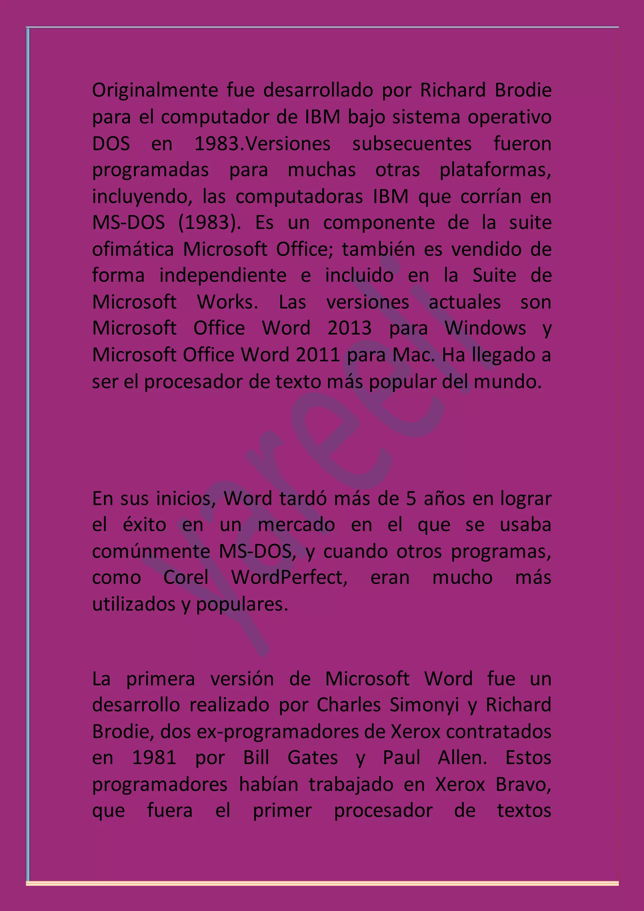 La historia de word | DOCX