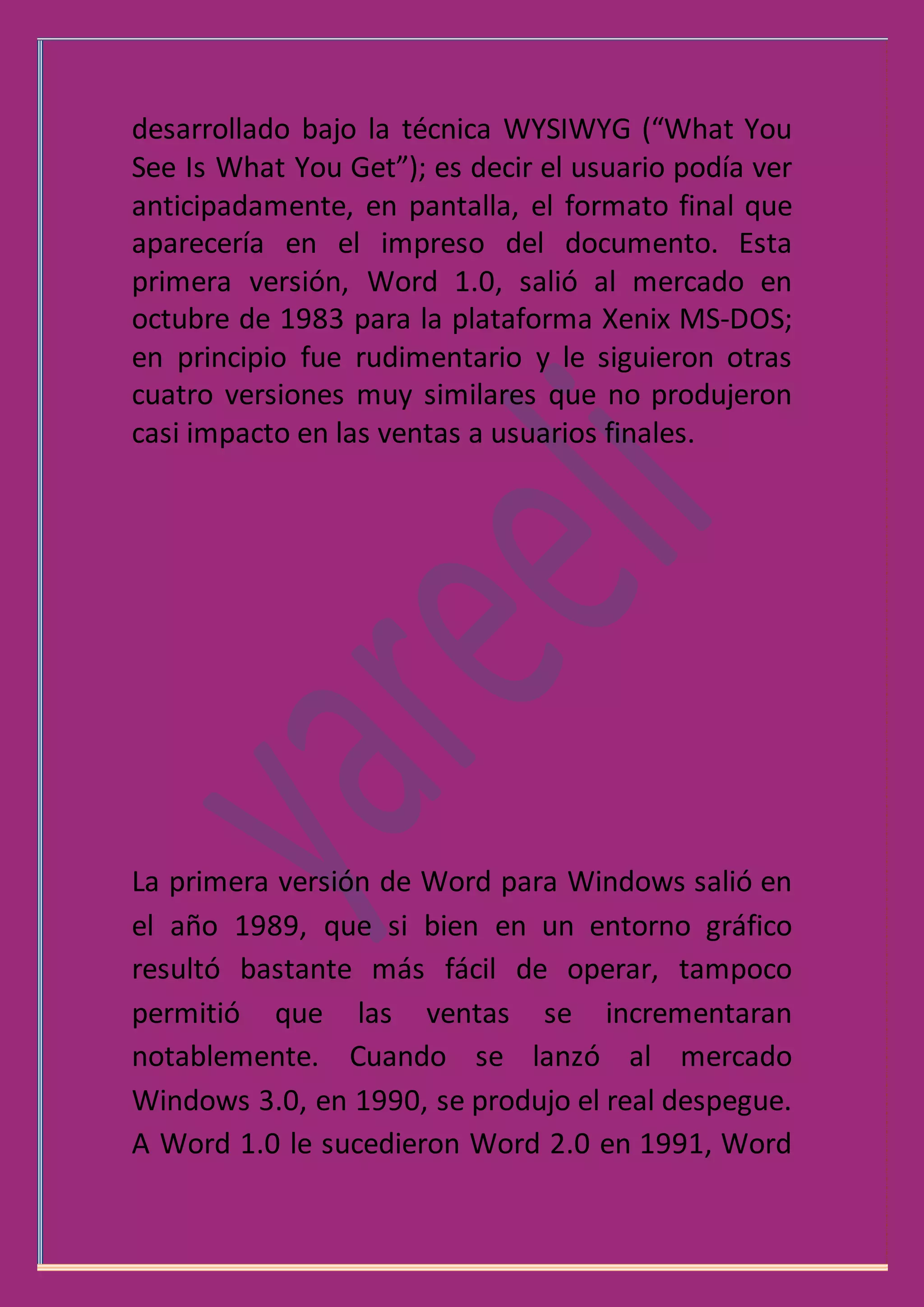 La historia de word | DOCX