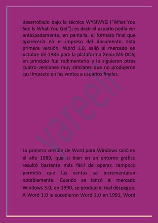 La historia de word | DOCX