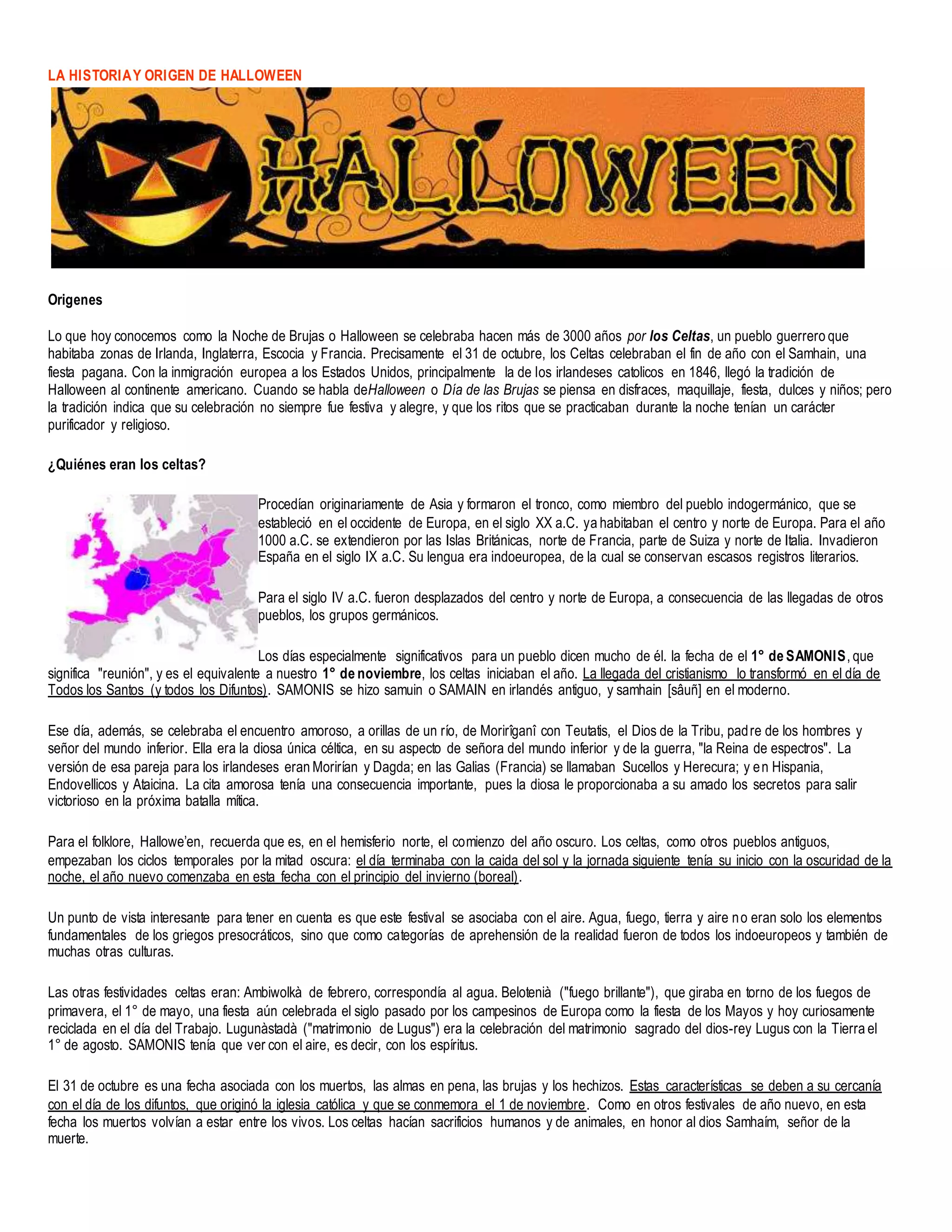 La historia y origen de halloween | PDF