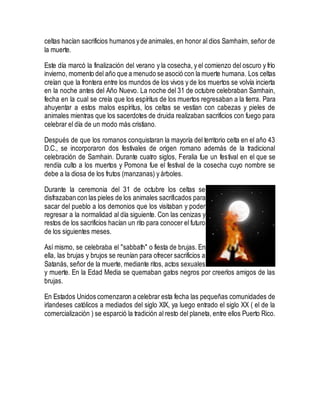 La historia y origen de halloween | DOCX