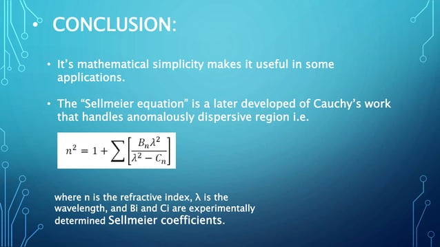 Cauchy's Equation & Cauchy's Constant Explained | PPTX | Physics | Science